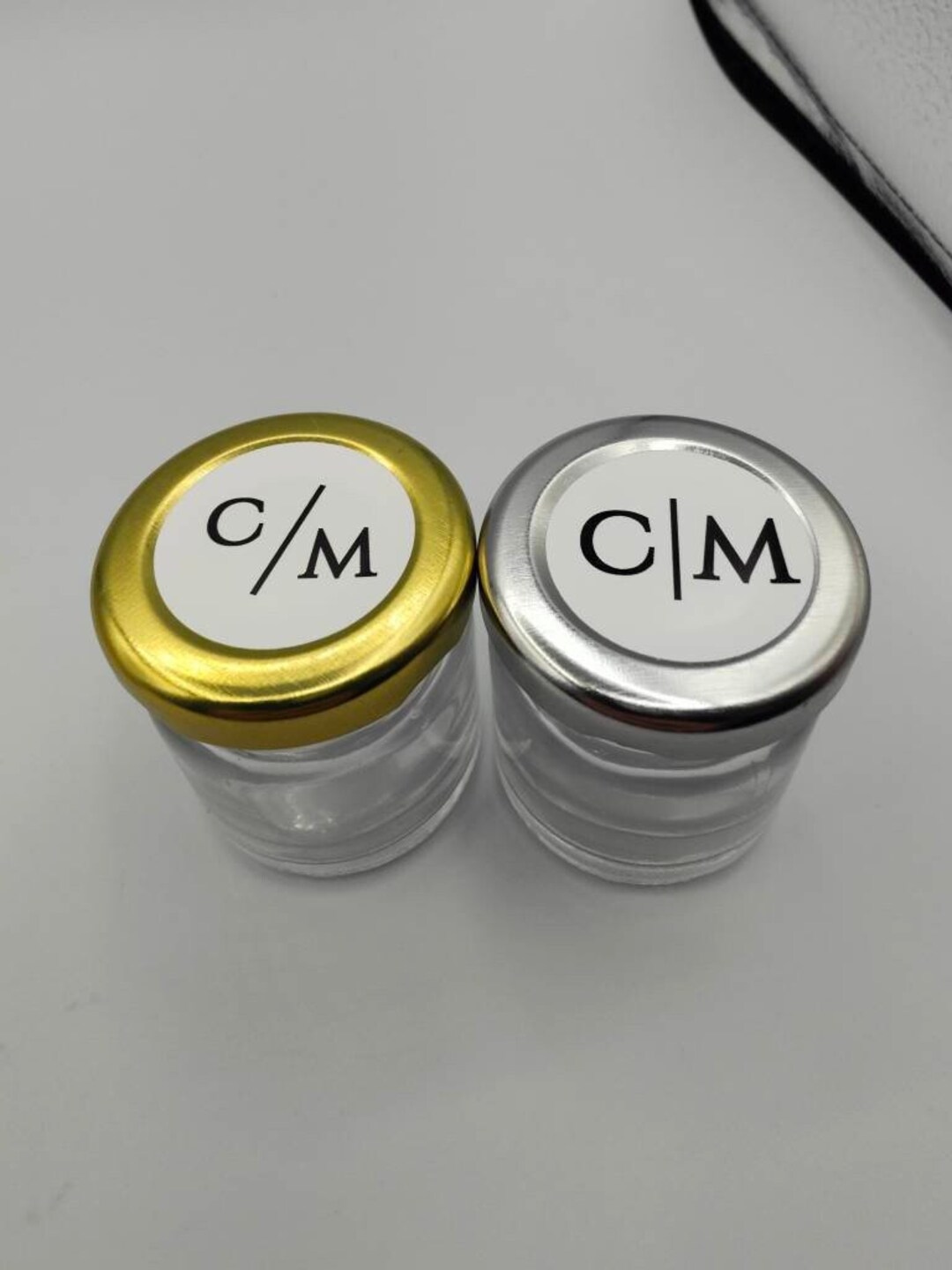 Wedding Monogram Initials, Labels, Round, Mini Jam Jar Lids, Gloss ...