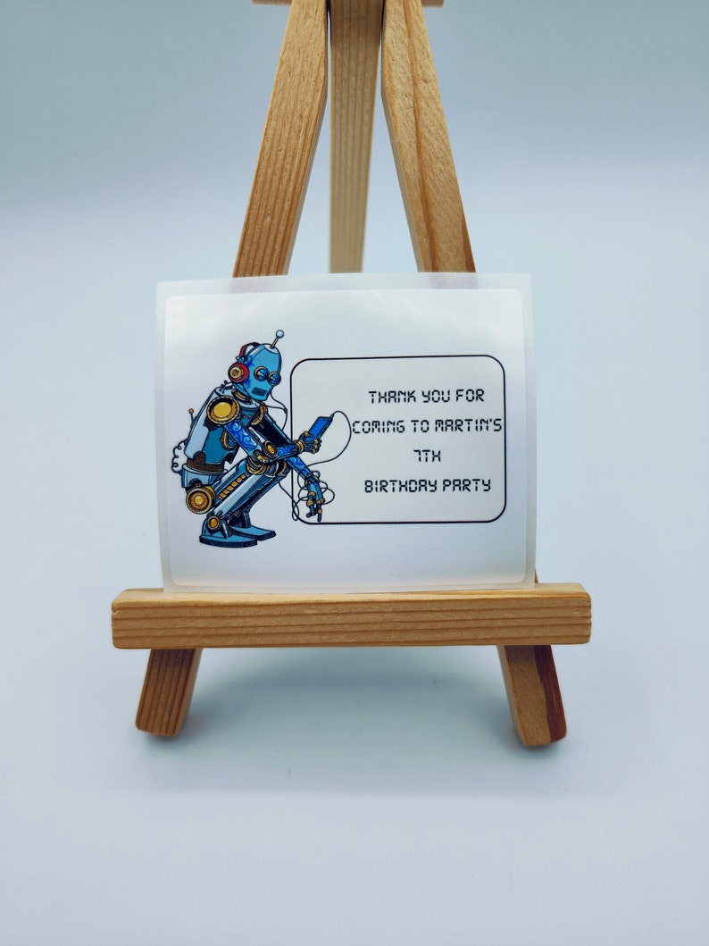 Robot Birthday Thank You Stickers Labels, Steampunk Style, Party Thanks ...