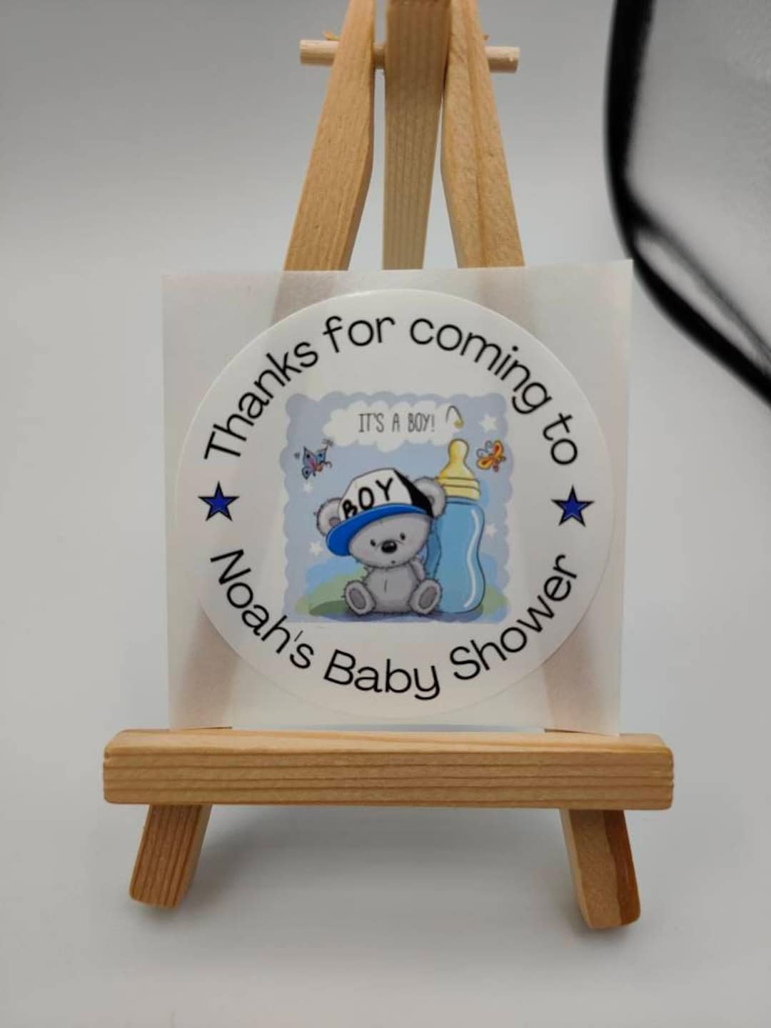 It's A Boy, Baby Shower Labels, White Premium Satin Gloss Poly ...