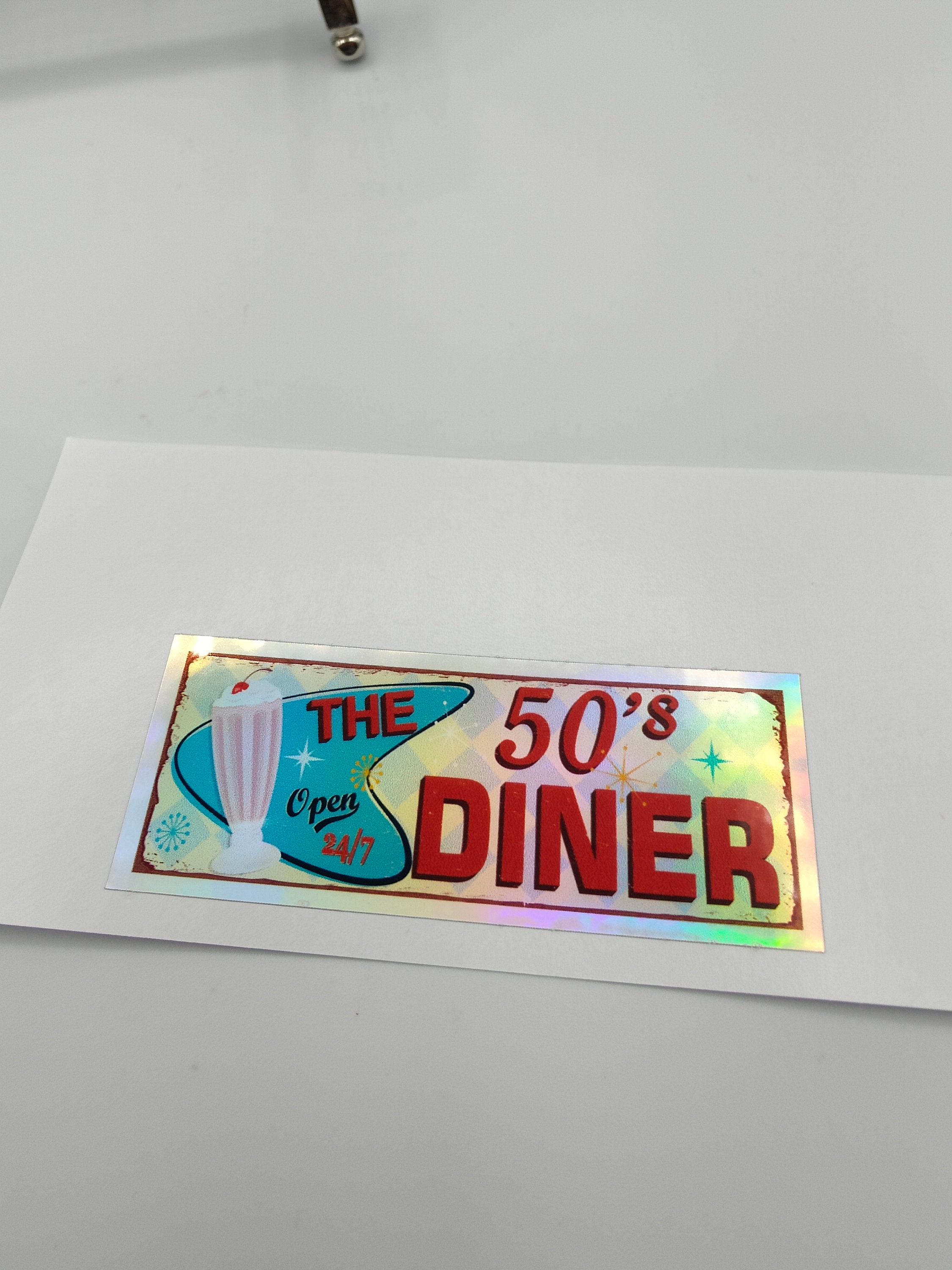 Retro 50's American Diner Sign, Fast Food, Milkshakes, Holographic ...