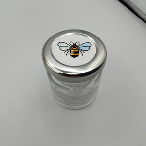 Honey Bee, Round Labels, Mini Jam Jar Lids, Premium Satin Gloss Poly ...
