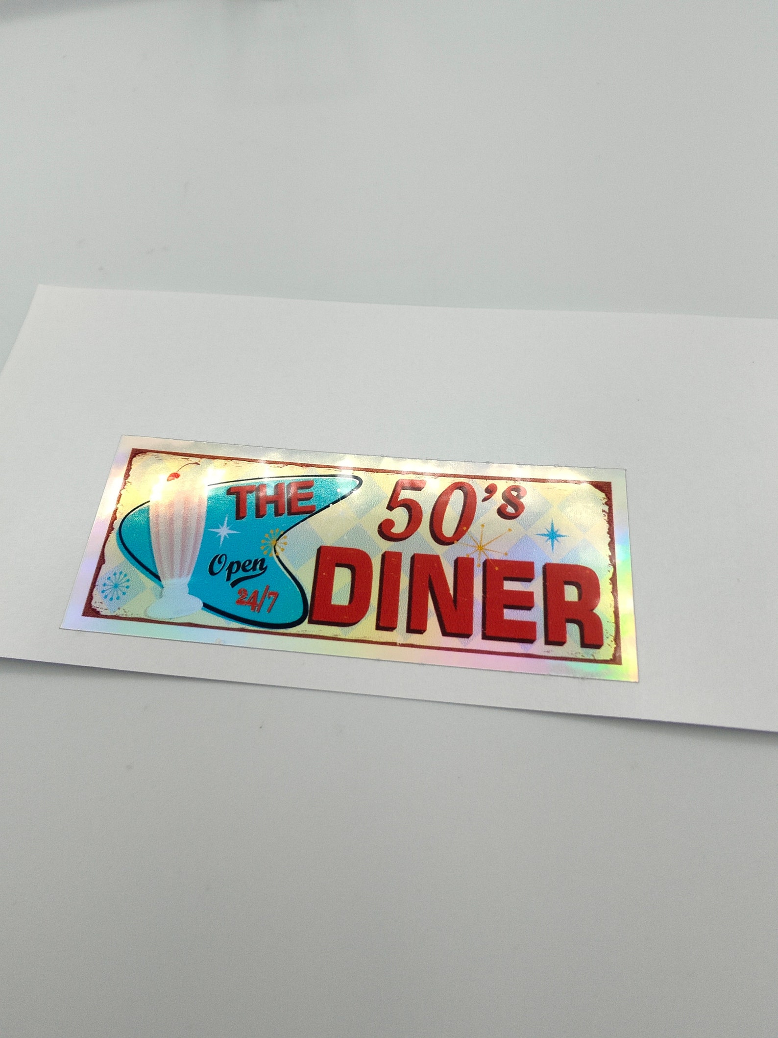 Retro 50's American Diner Sign, Fast Food, Milkshakes, Holographic ...