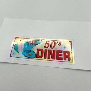 Retro 50's American Diner Sign, Fast Food, Milkshakes, Holographic ...