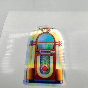 Retro Jukebox, Wurlitzer, Holographic Sticker, Music Machine, 45 Record ...