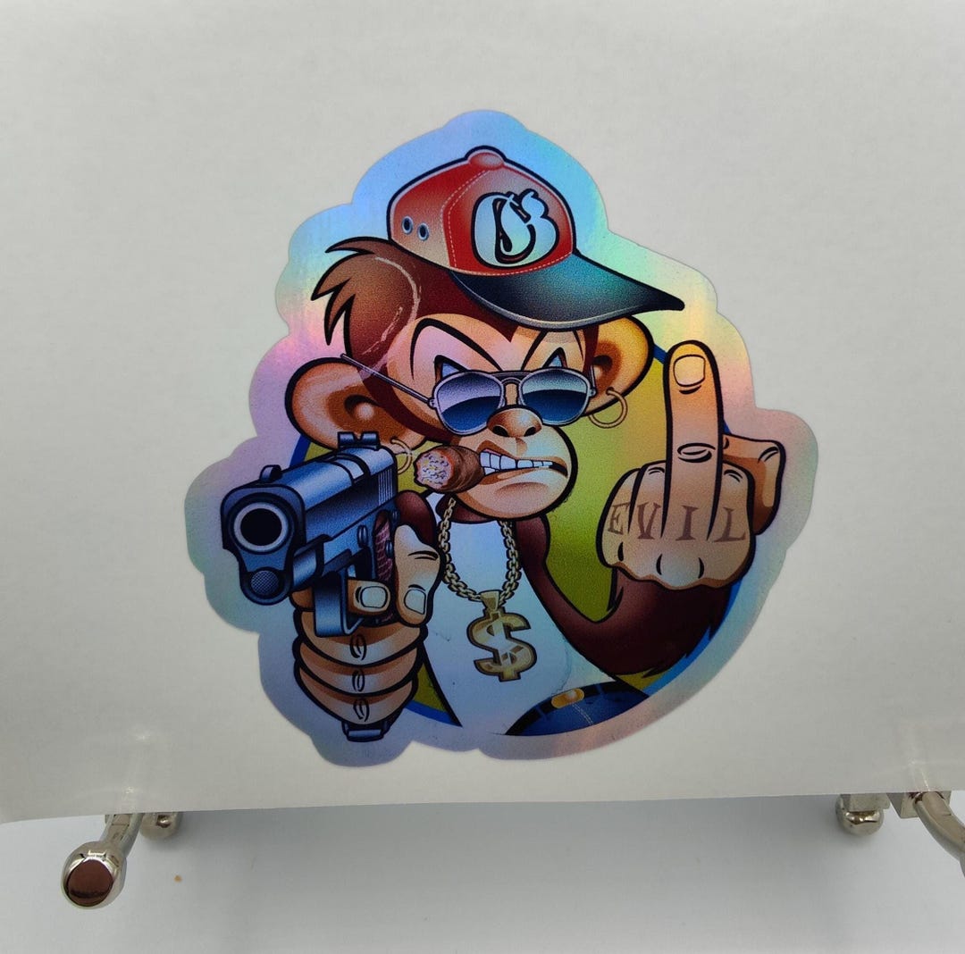 Funny Gangster Monkey, Hip Hop, Outlaw, Crew, Helmet Stickers, Laptop ...