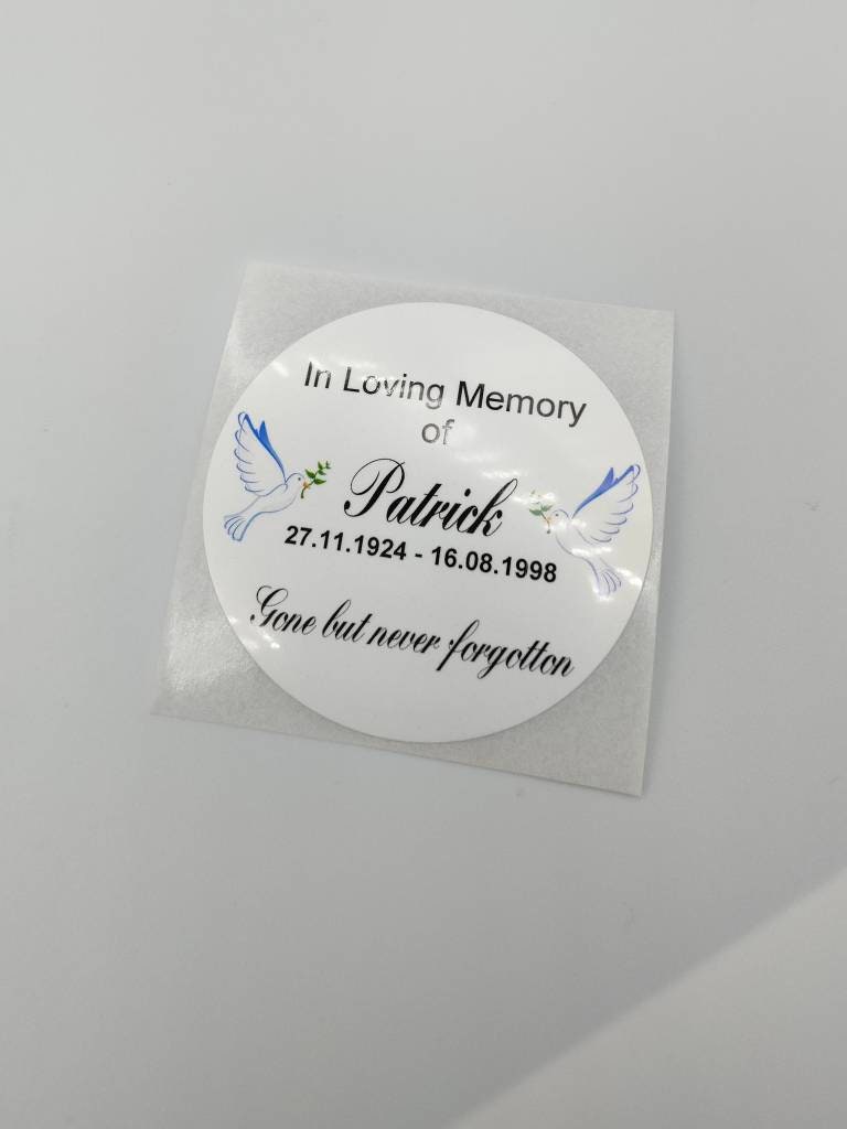 Candle Funeral Memorial Round Labels White Premium Satin - Etsy