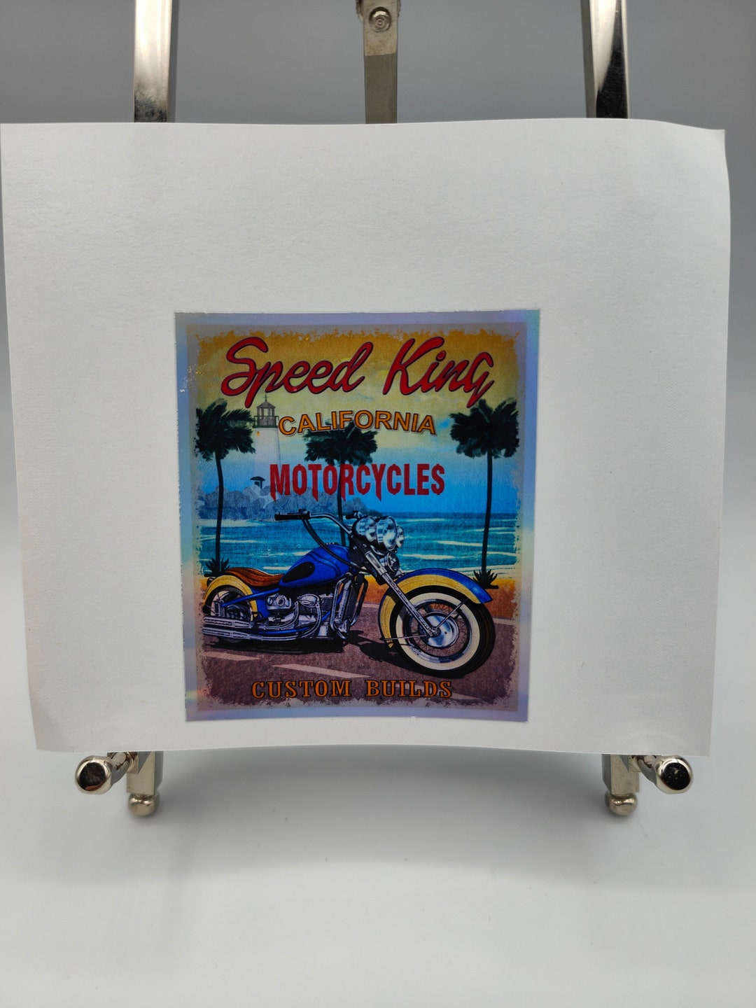 Retro USA California Speed King, Harley Davidson, Silver Holographic ...