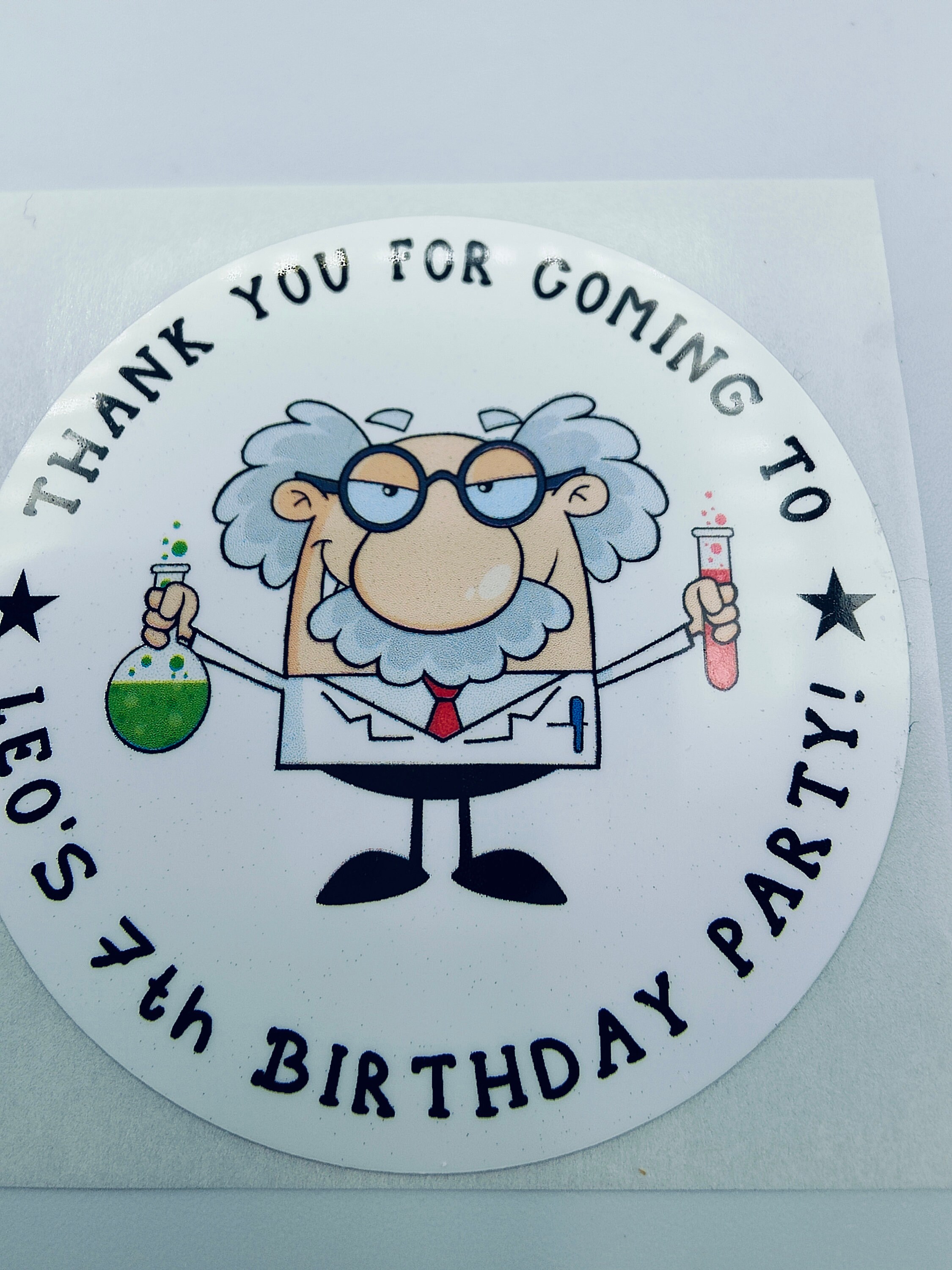 Mad Scientist Party Birthday Labels Stickers, Gift Bag Stickers ...
