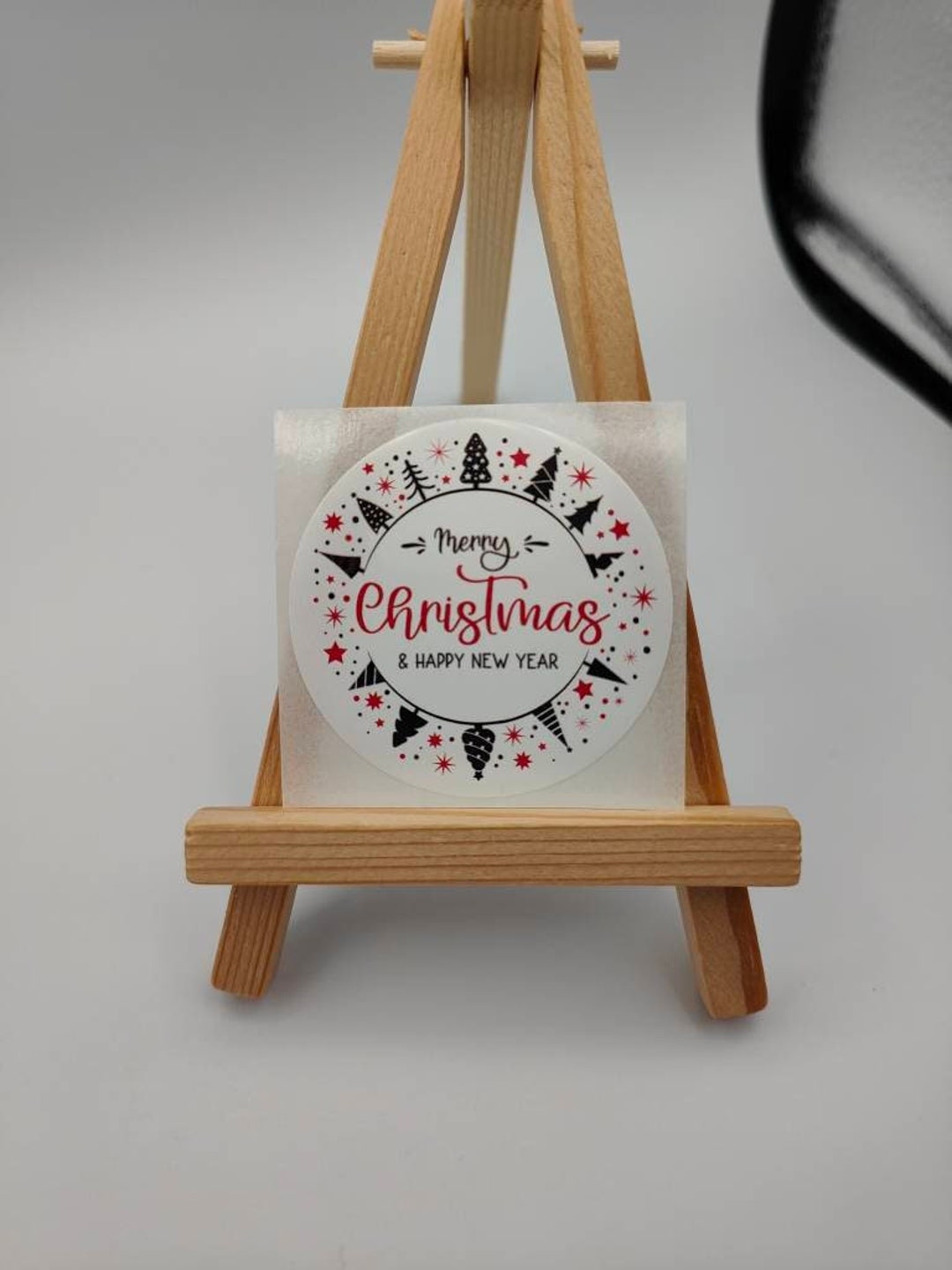 4 Sizes Merry Christmas Trees, Premium Satin Gloss White, Labels, Gift ...