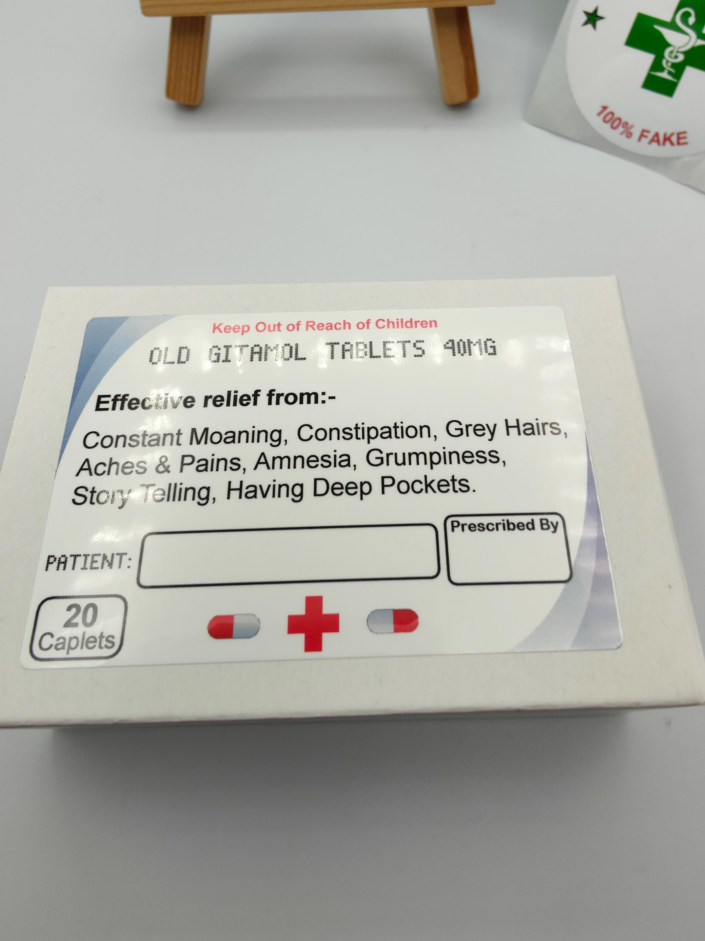 Joke Old Gitamol, Pills, Tablet Box, Funny, Novelty, Cheeky, Stocking ...