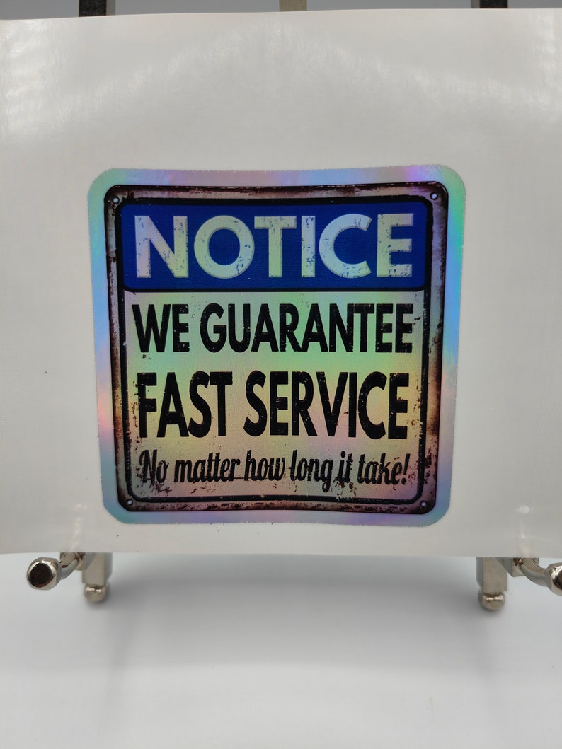 Funny Garage Fast Service, Holographic, Man Cave, Stickers, Decals ...