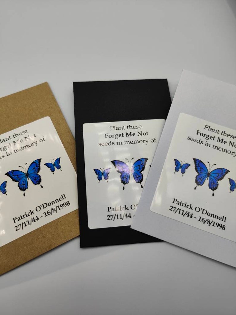 Butterflies Funeral Pocket Forget Me Not Custom Personalised Envelopes ...