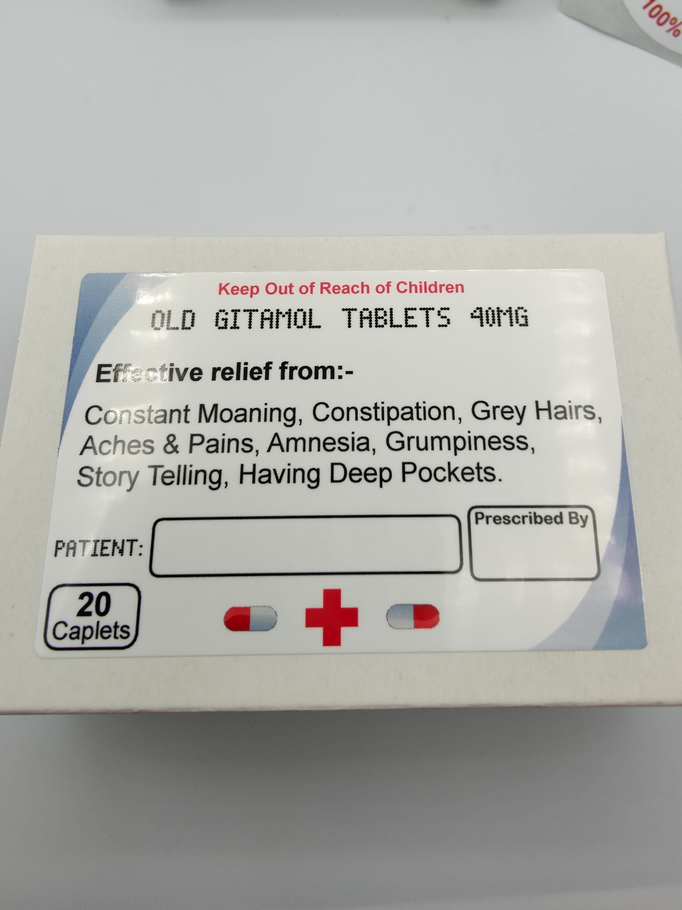 Joke Old Gitamol, Pills, Tablet Box, Funny, Novelty, Cheeky, Stocking ...