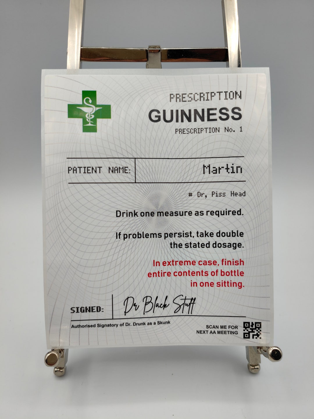 Personalised Prescription Guinness, Coffee Alcohol, Spirit, Bottle ...