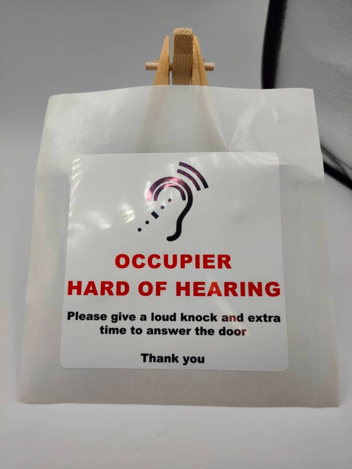 Occupier Hard of Hearing, Knock Loud, Warning Sign Labels, Gate Door ...