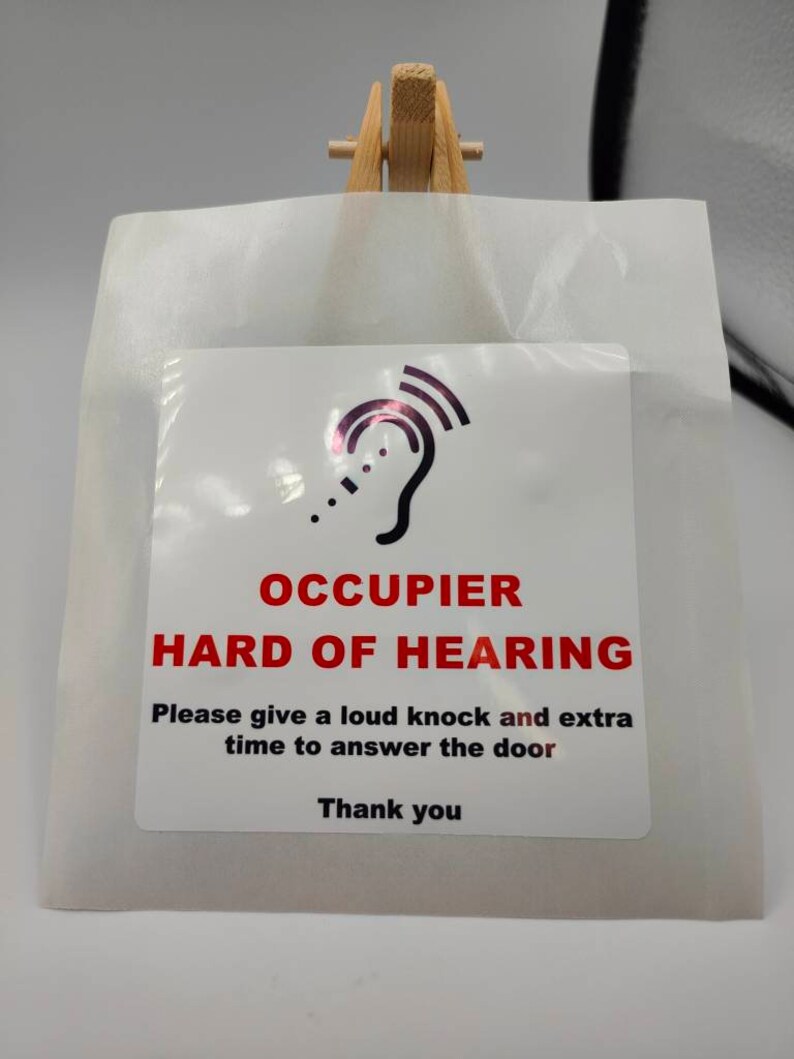 Occupier Hard of Hearing Knock Loud Warning Sign Labels - Etsy