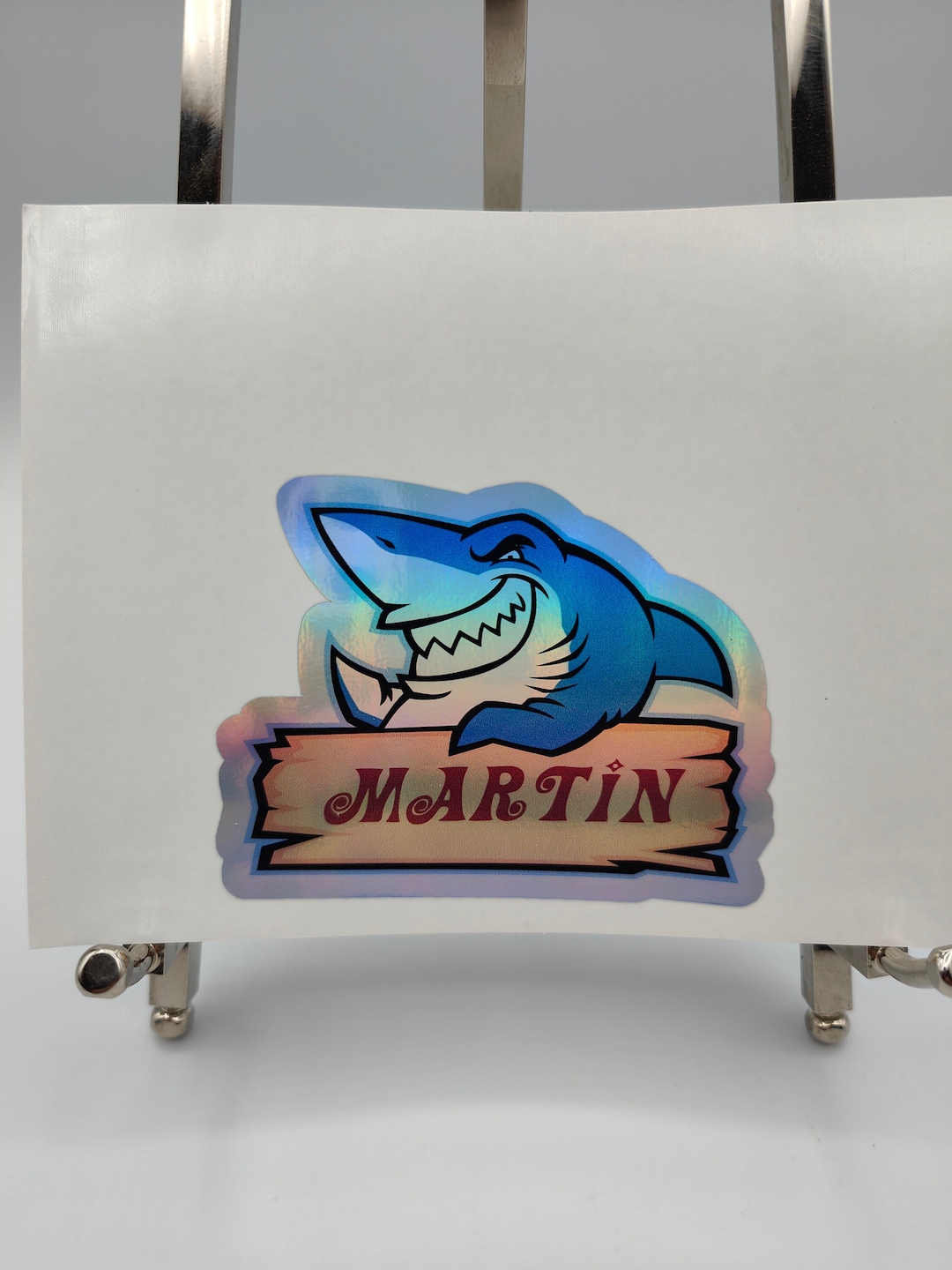 Great White Shark Name Plaque, Holographic Sticker, Sea, Decals, Jaws ...