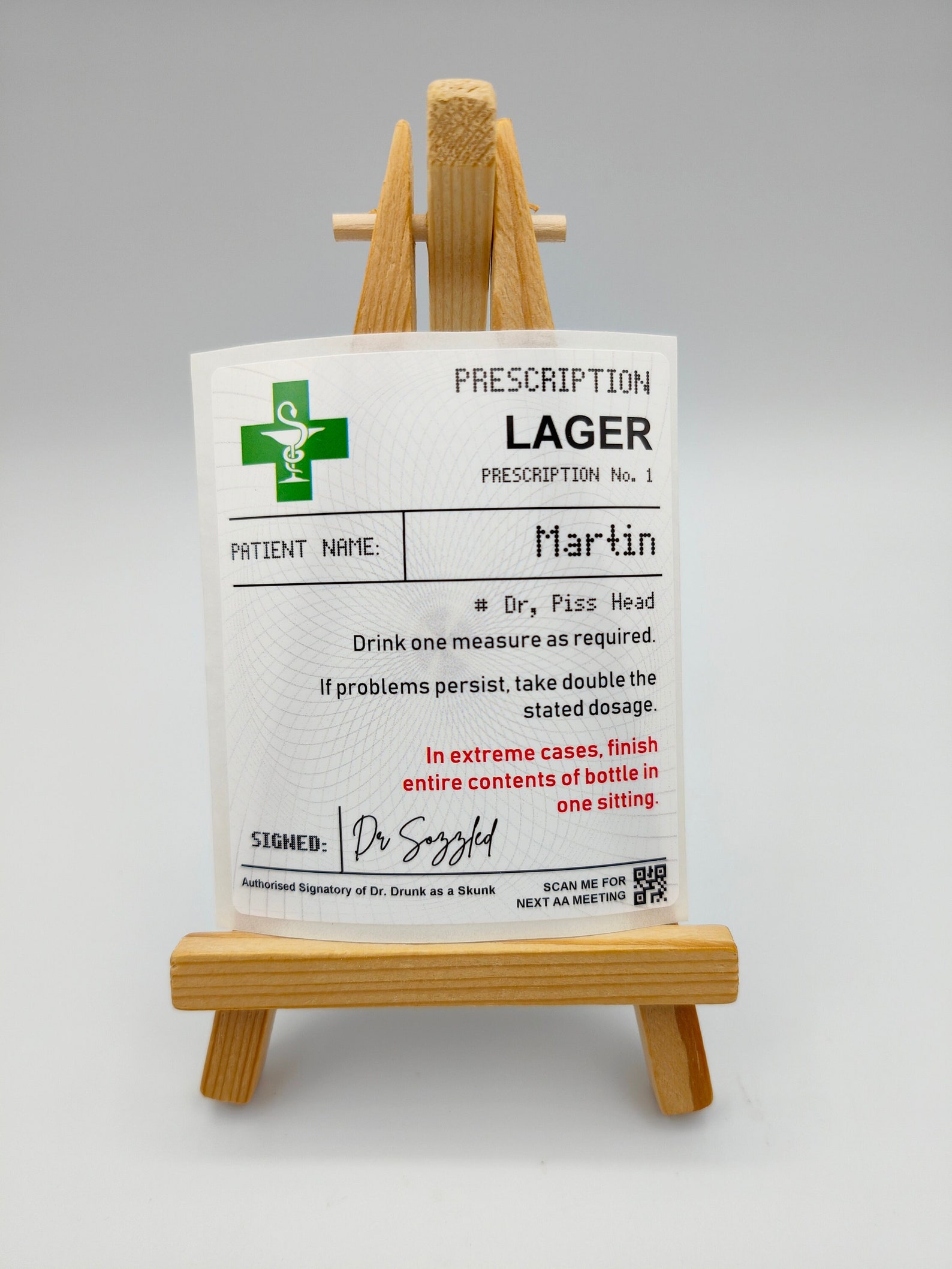 Personalised Prescription Lager, Beer, Alcohol, Ale, Bottle Custom ...