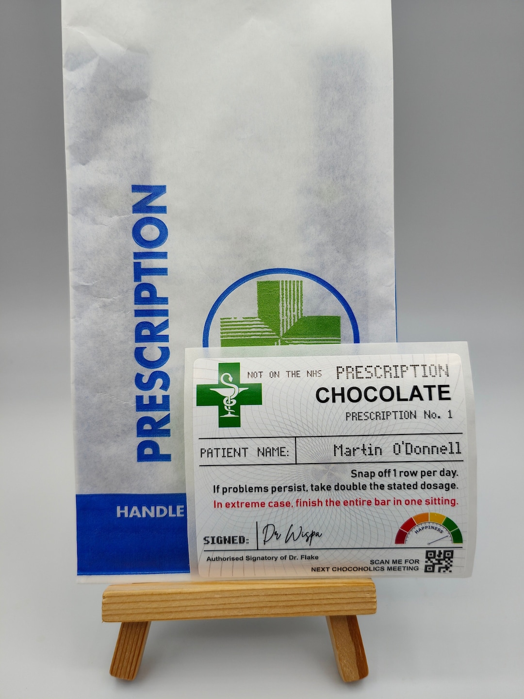 Personalised Chocolate Prescription Label + Prescription Bag, Stickers ...