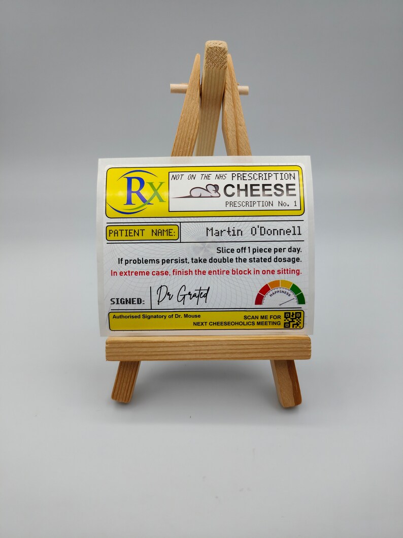 Personalised Cheese Prescription Label Stickers, Sweets, Pharmacy, Get ...