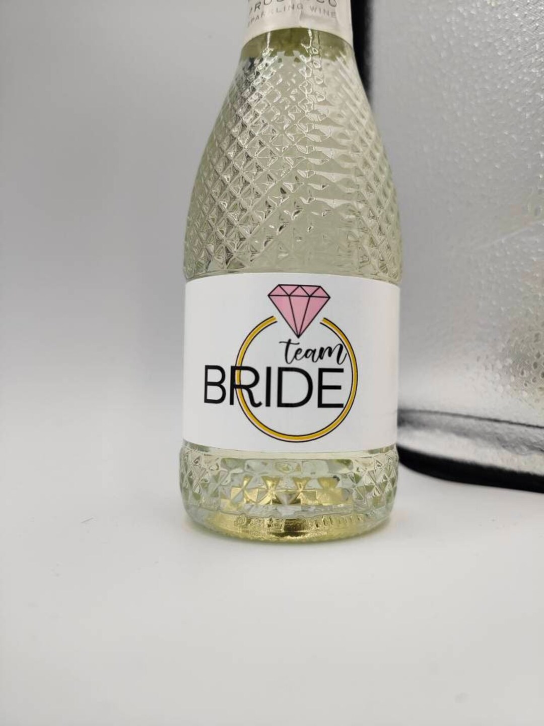 Team Bride Mini Champagne/prosecco Bottle, White Poly Labels for ...