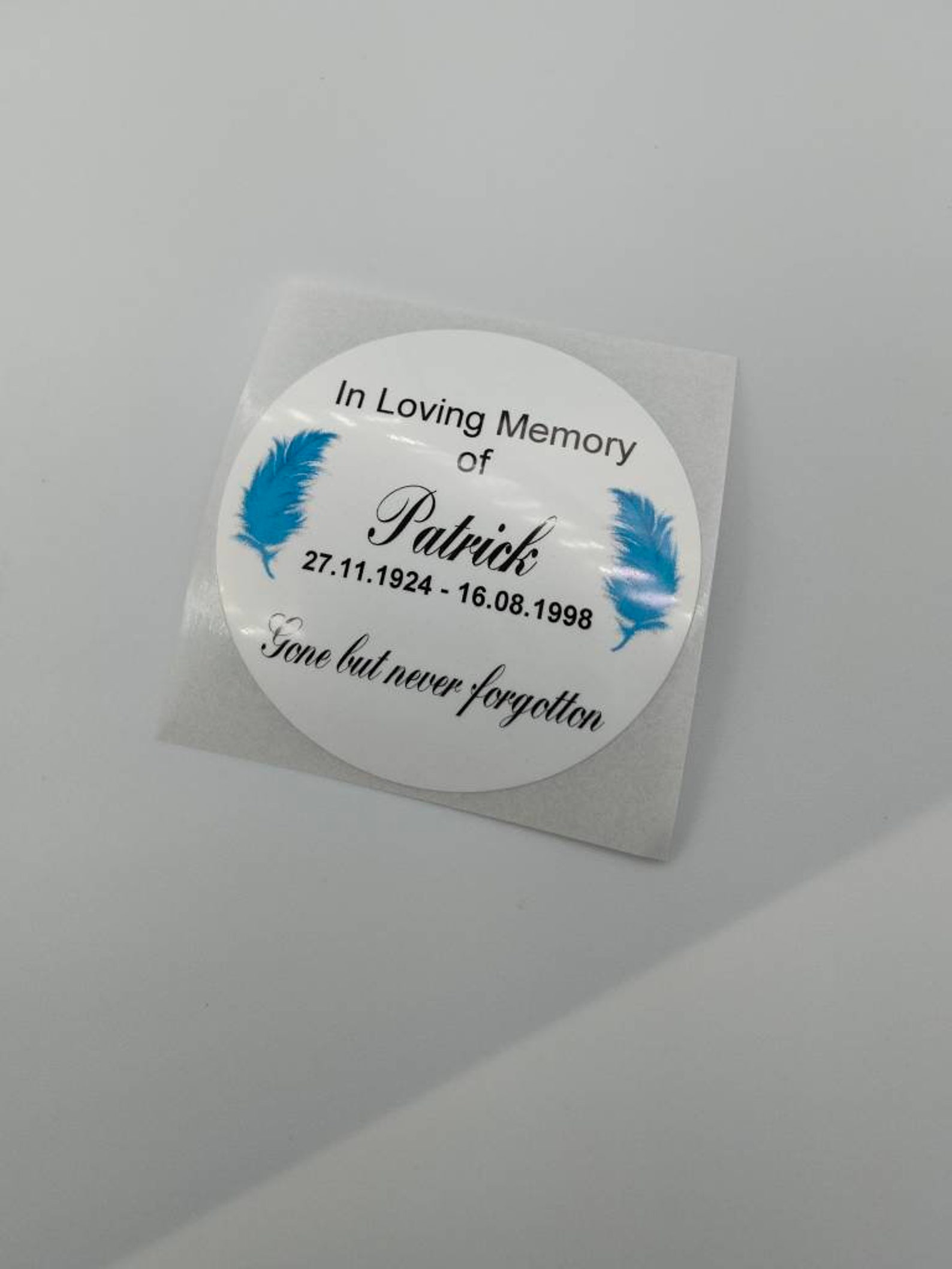 Feathers Candle Funeral Memorial Round Labels White Premium | Etsy