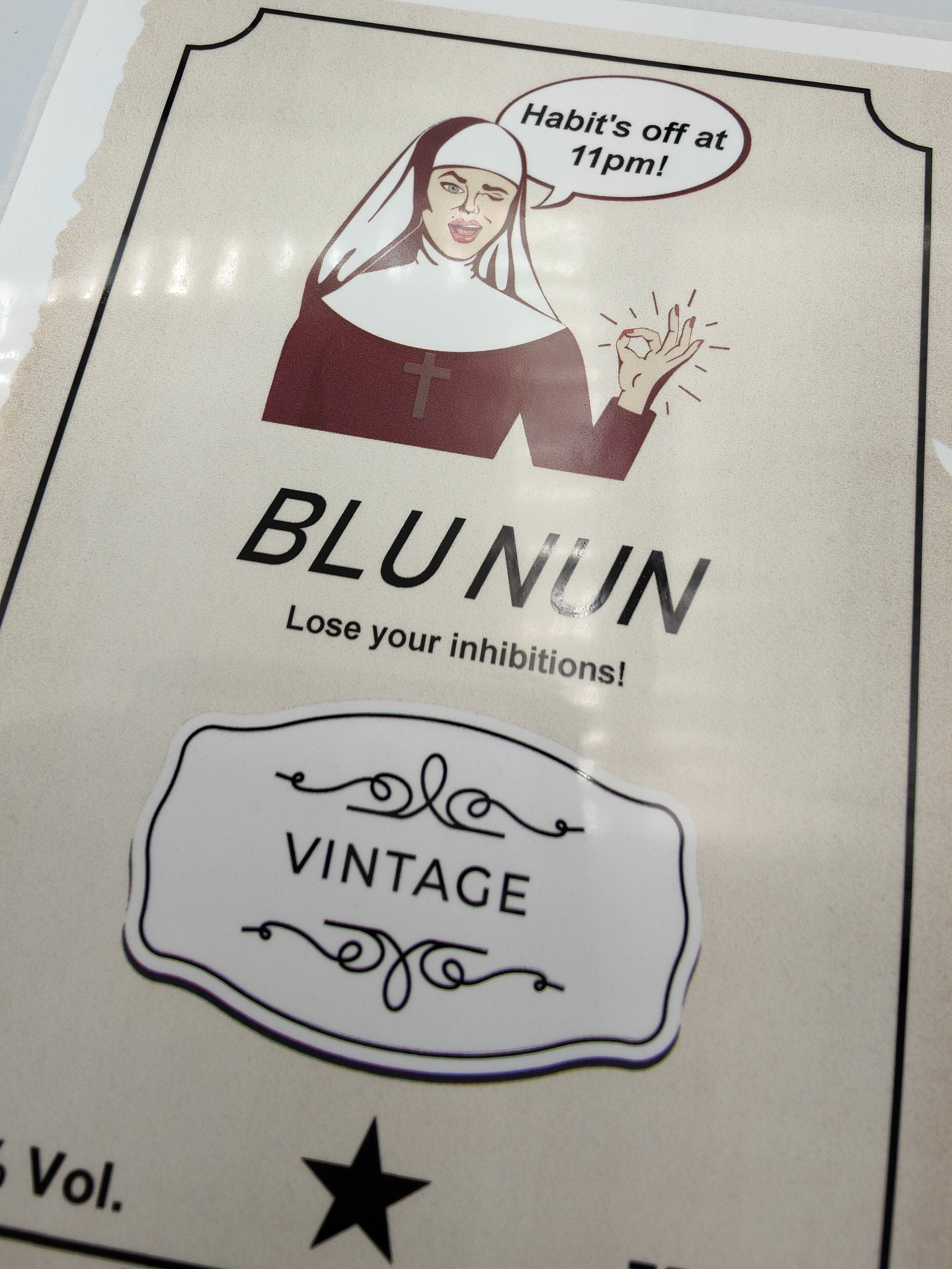 Blue Blu Nun Wine Funny Wine Labels Stickers Gift Spirit - Etsy