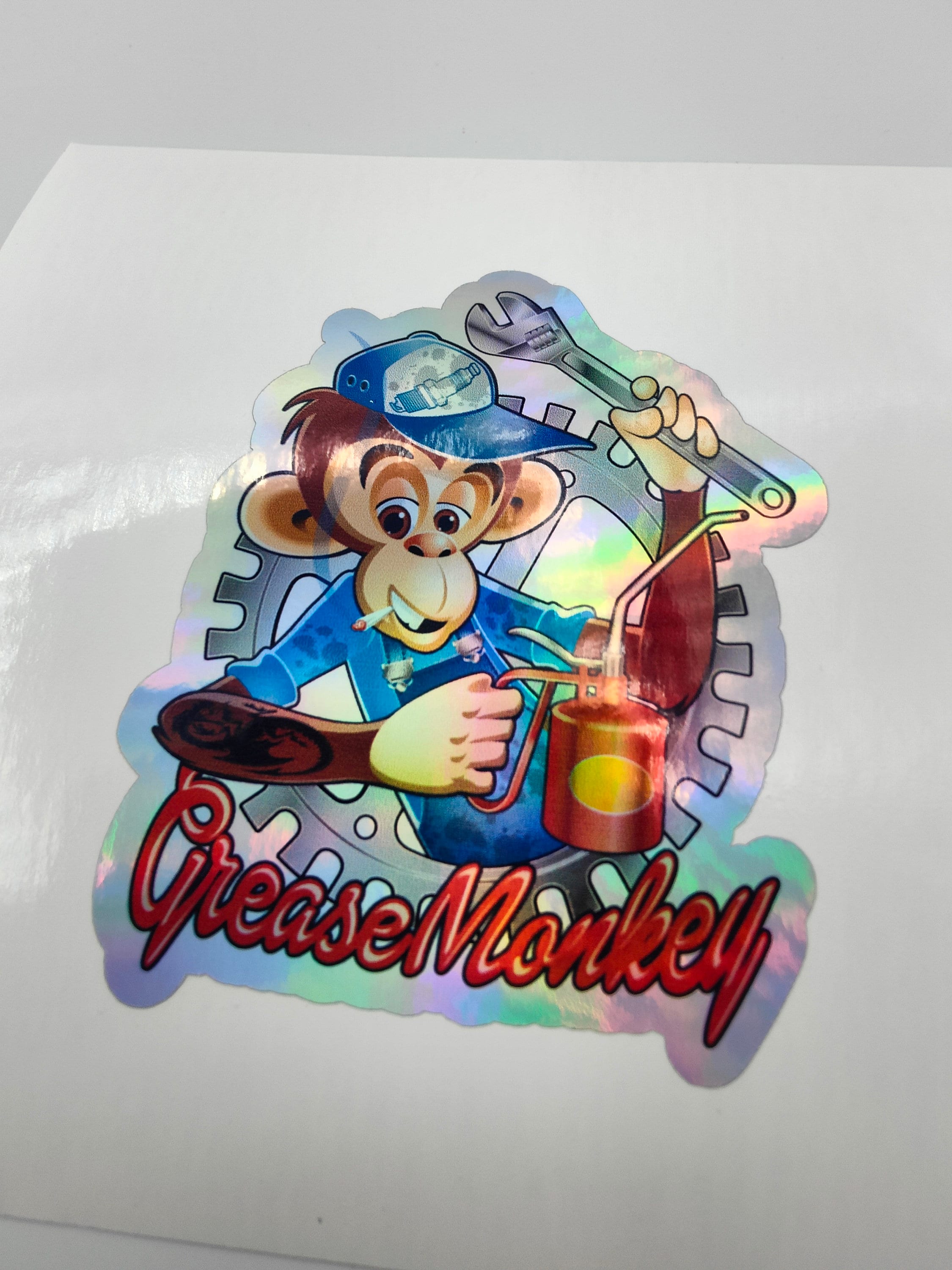 Grease Monkey Holographic Sticker Animal Decals Garage - Etsy