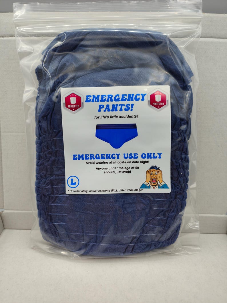 Emergency Pants, Incontinence Pants, Funny Old Age Retirement Gift ...