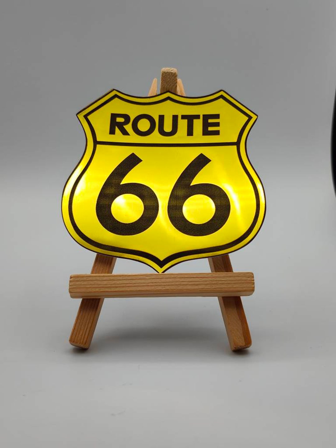 Route 66, Gloss Mirror Gold Sticker, Highway, Americana, Decals, Laptop ...