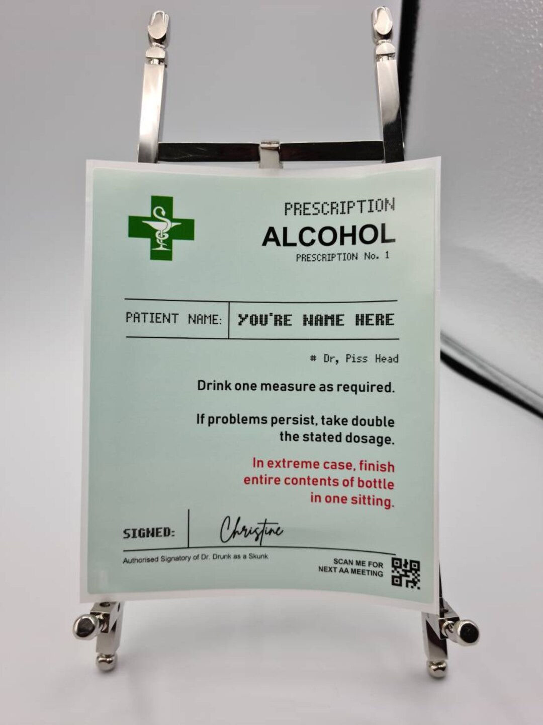 Personalised Prescription Alcohol Wine/spirit Bottle Custom White Poly ...