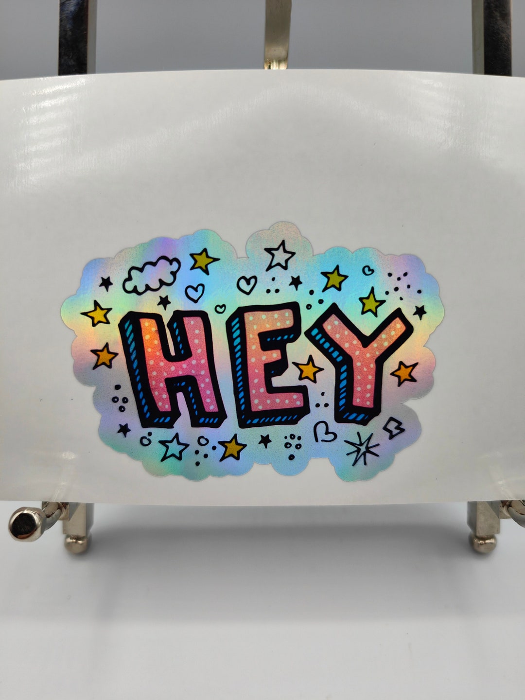 Colourful Hey, Holographic Sticker, Dairy Stickers, Old School, Retro ...