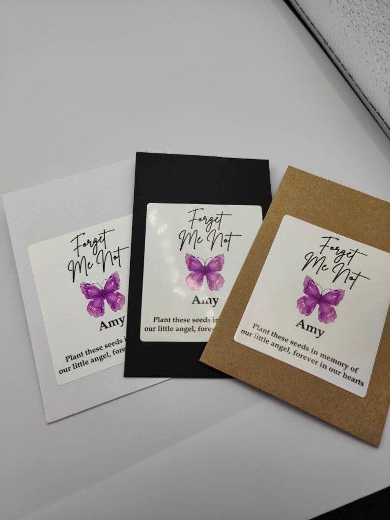 Butterfly Funeral Pocket Forget Me Not Custom Personalised Envelopes ...