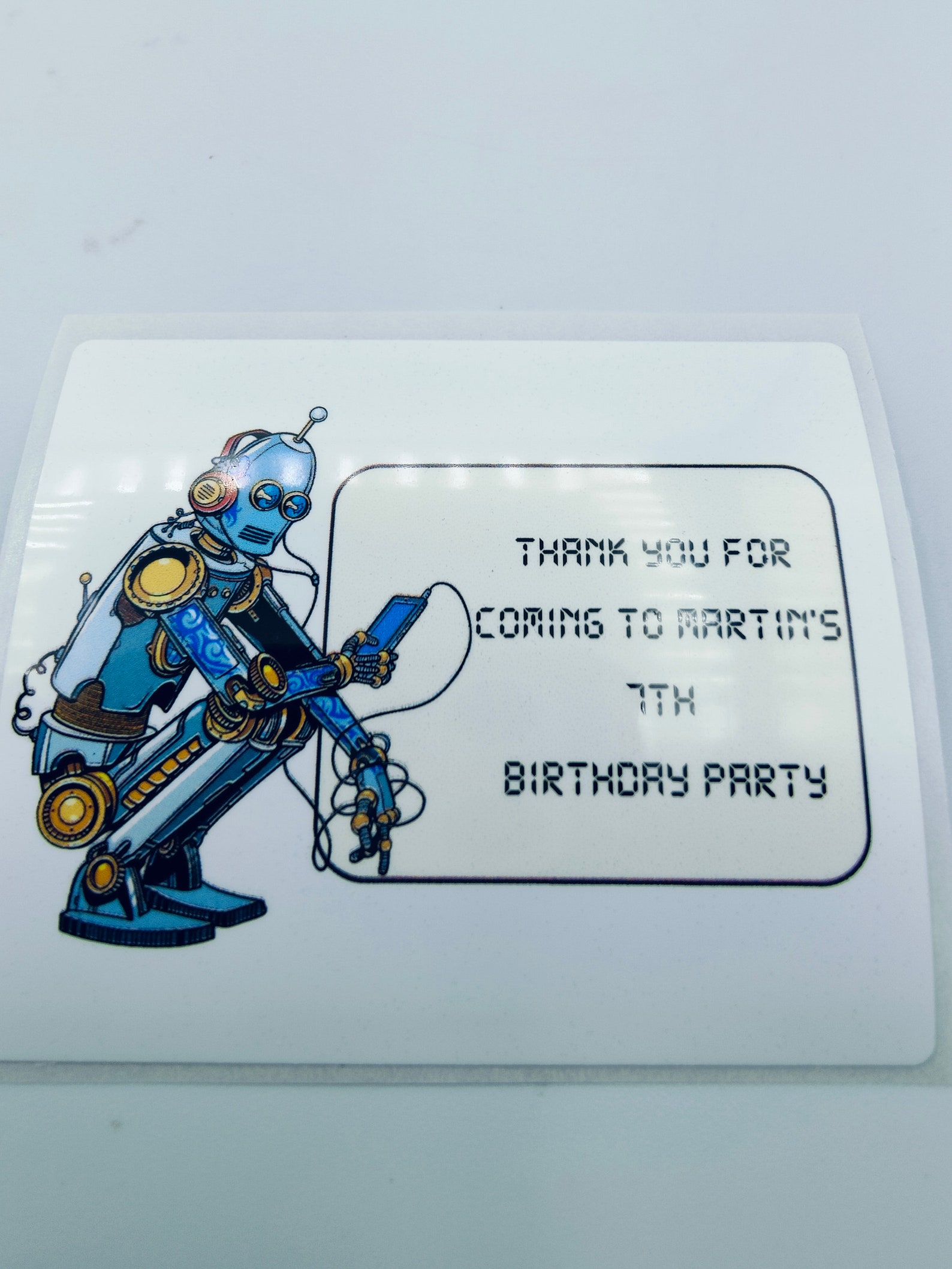 Robot Birthday Thank You Stickers Labels, Steampunk Style, Party Thanks ...