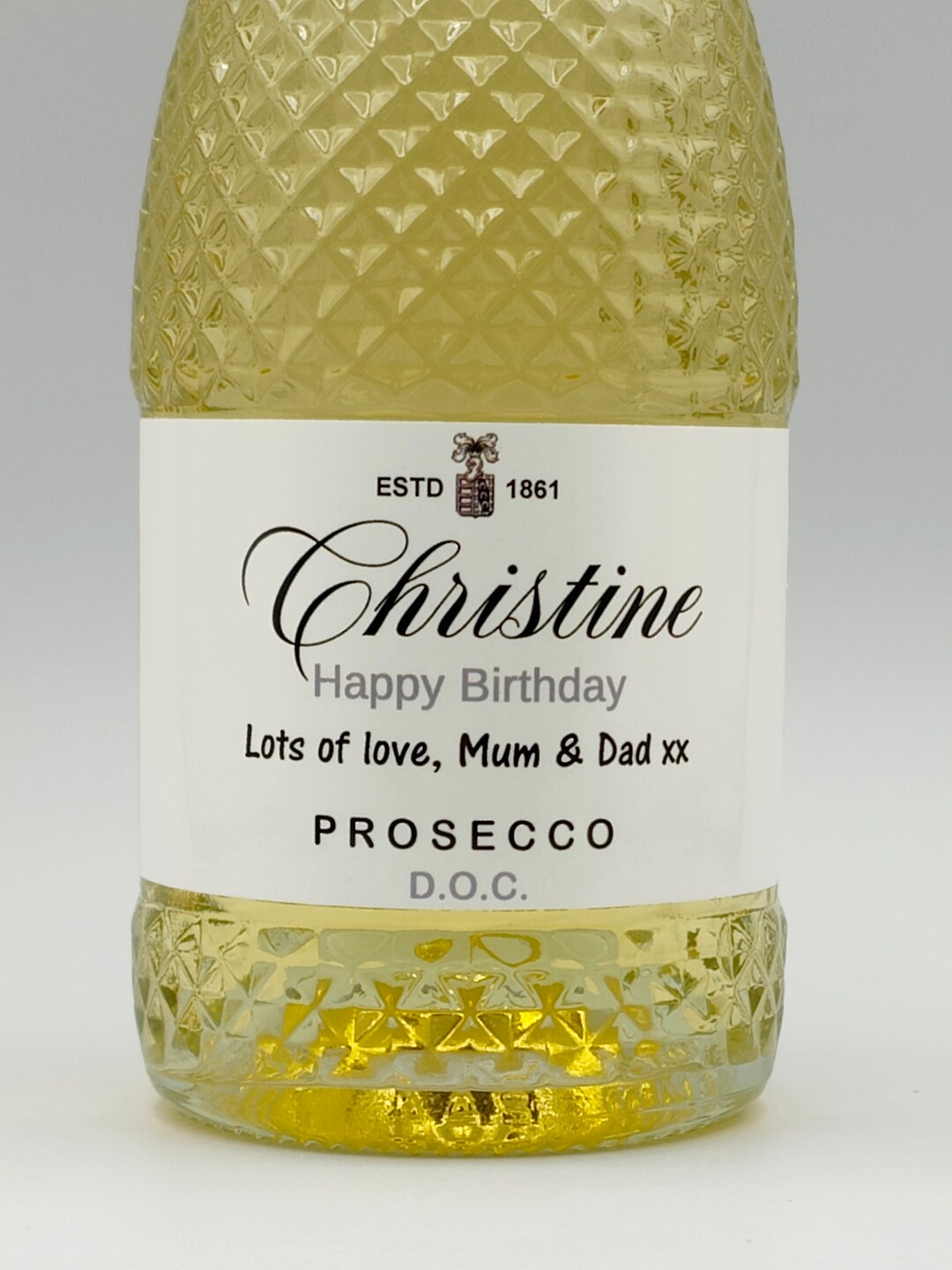 Personalised Prosecco Champagne Wine Label Sticker, Custom Birthday ...