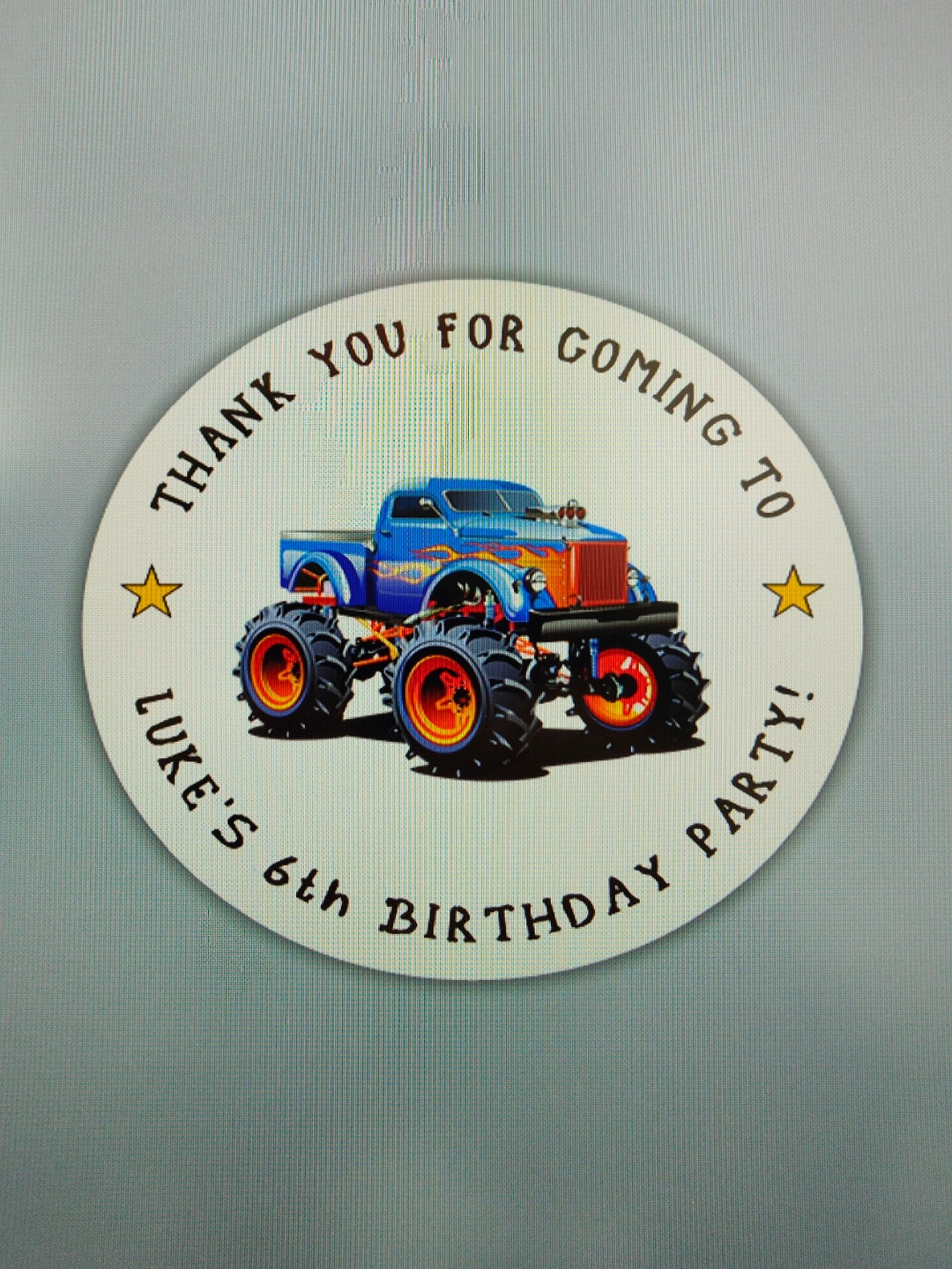 Monster Truck Cars Birthday Labels Stickers Gift Bag - Etsy