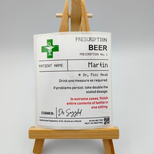 Personalised Prescription Lager, Beer, Alcohol, Ale, Bottle Custom ...
