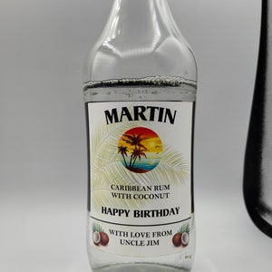 Malibu Style White Personalised Custom Bottle Label, Birthday, Special ...