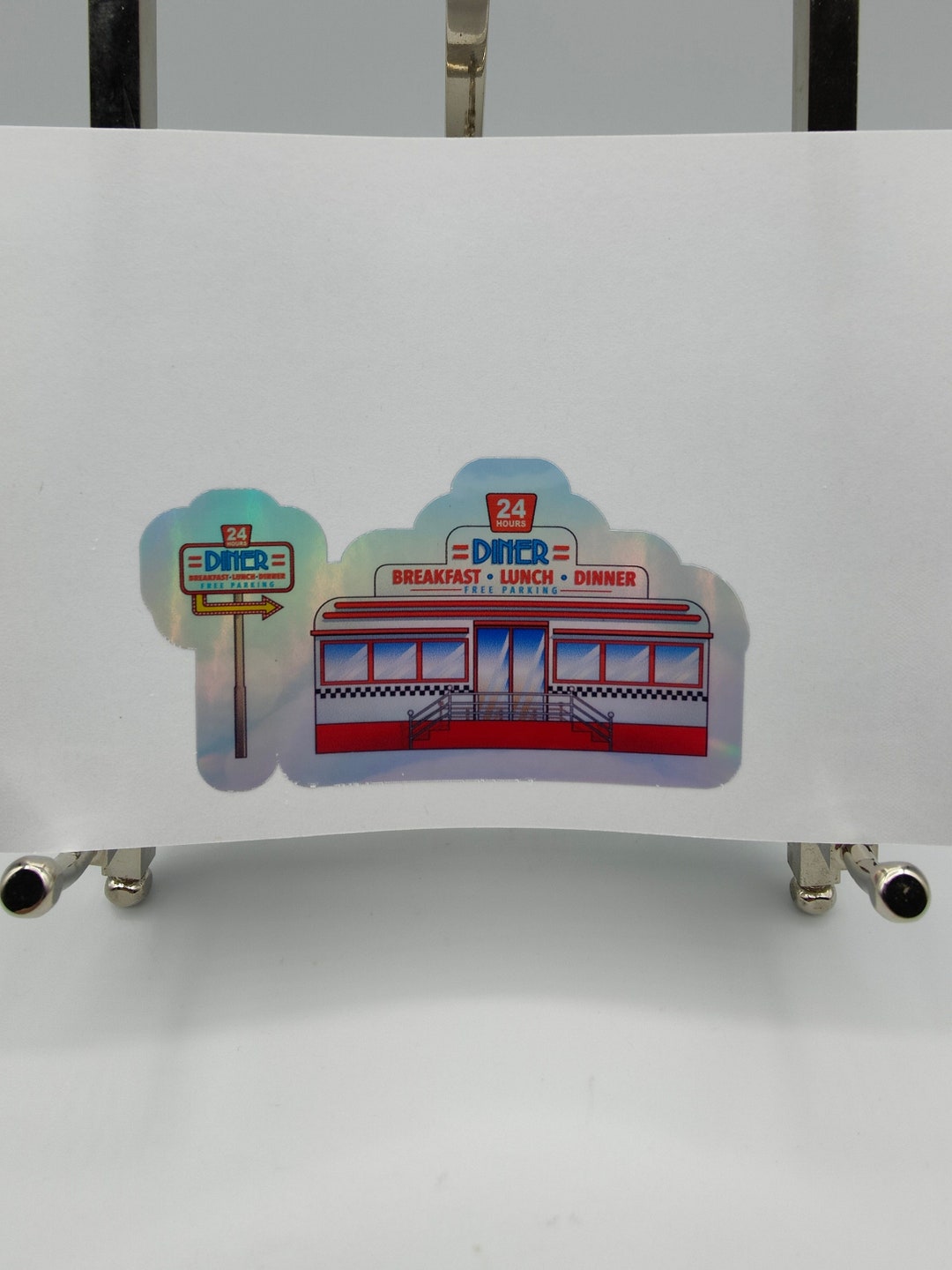 Retro American Diner With Sign, Fast Food, Milkshakes, Holographic ...