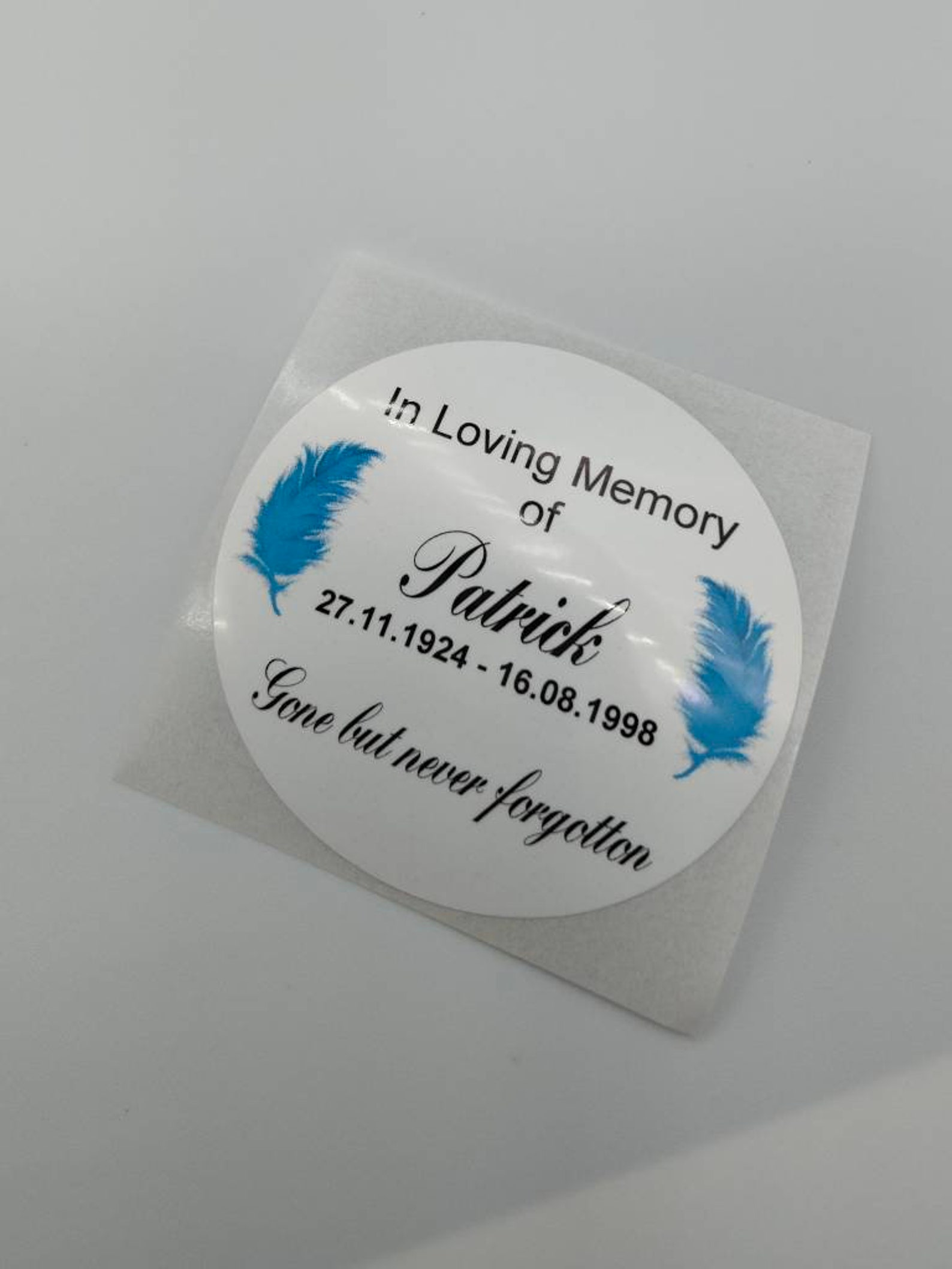 Feathers Candle Funeral Memorial Round Labels White Premium | Etsy