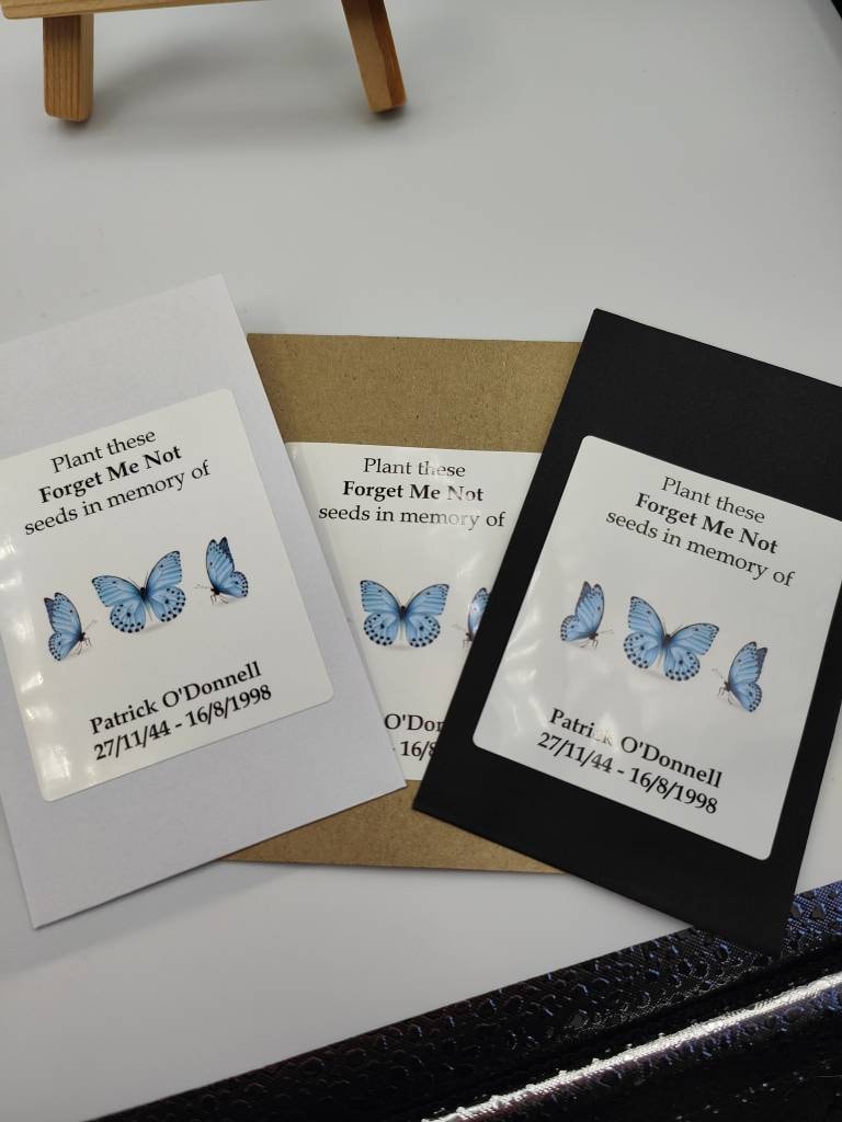 Butterflies Funeral Pocket Forget Me Not Custom Personalised Envelopes ...