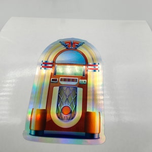 Retro Jukebox, Wurlitzer, Holographic Sticker, Music Machine, 45 Record ...