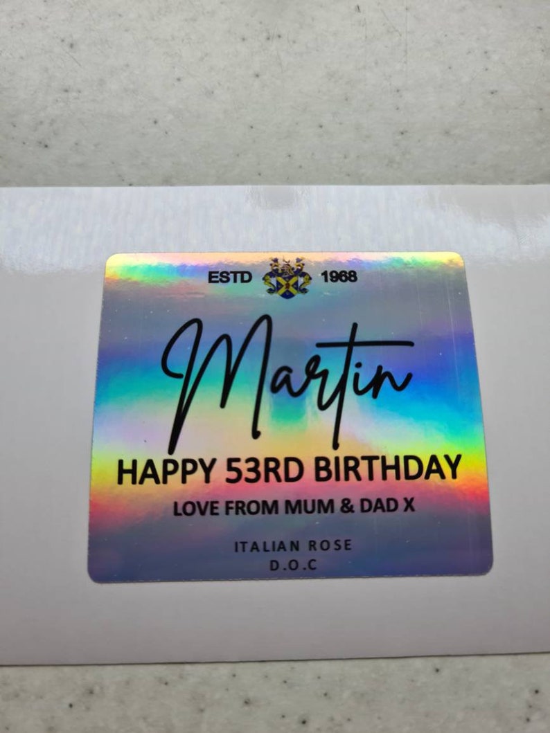 Holographic Freixenet Prosecco Bottle Custom Labels for Birthday ...