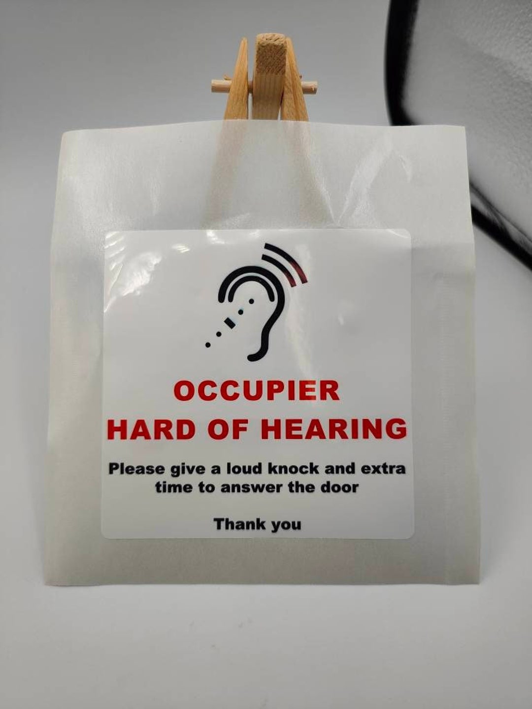 Occupier Hard of Hearing, Knock Loud, Warning Sign Labels, Gate Door ...