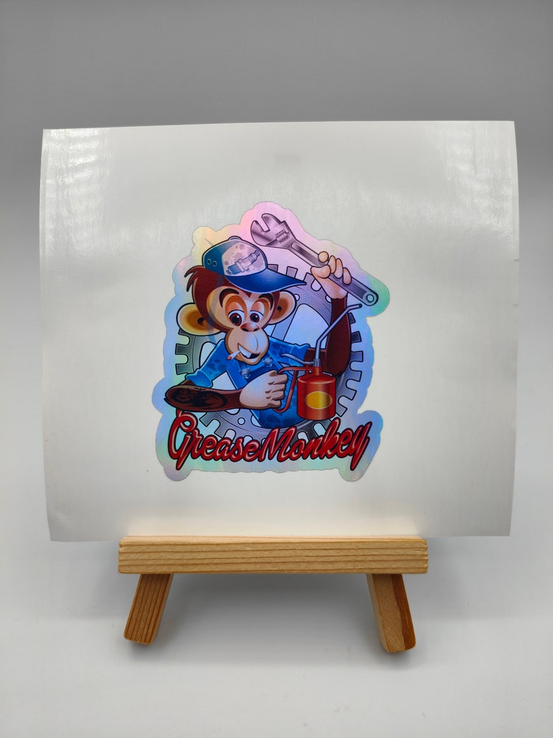 Grease Monkey, Holographic Sticker, Animal, Decals, Garage, Mechanic ...