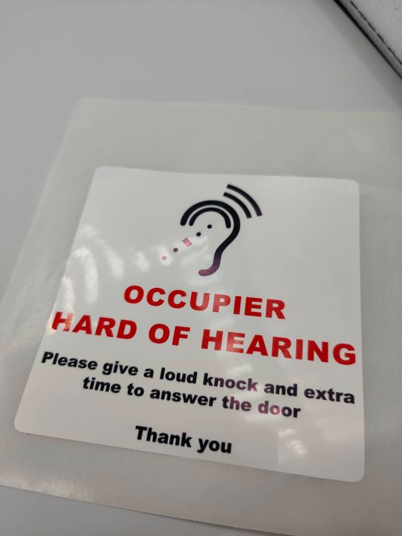 Occupier Hard of Hearing Knock Loud Warning Sign Labels - Etsy