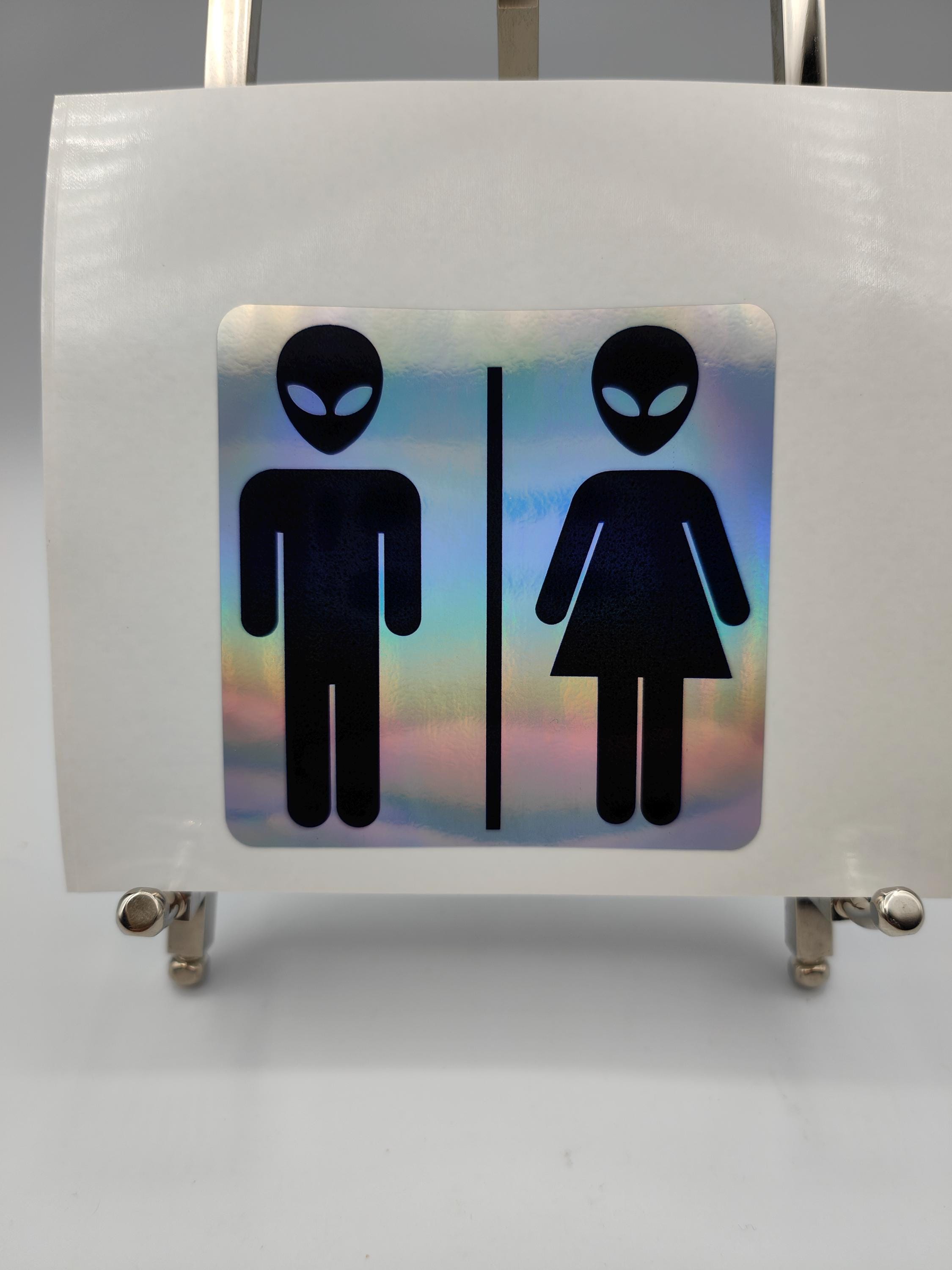 Alien WC Toilet Sign, Area 51, Funny Toilet Sign, Holographic, Aliens ...