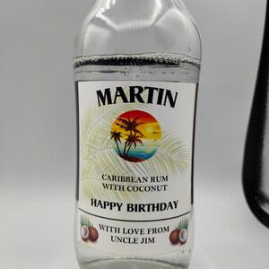 Malibu Style White Personalised Custom Bottle Label, Birthday, Special ...
