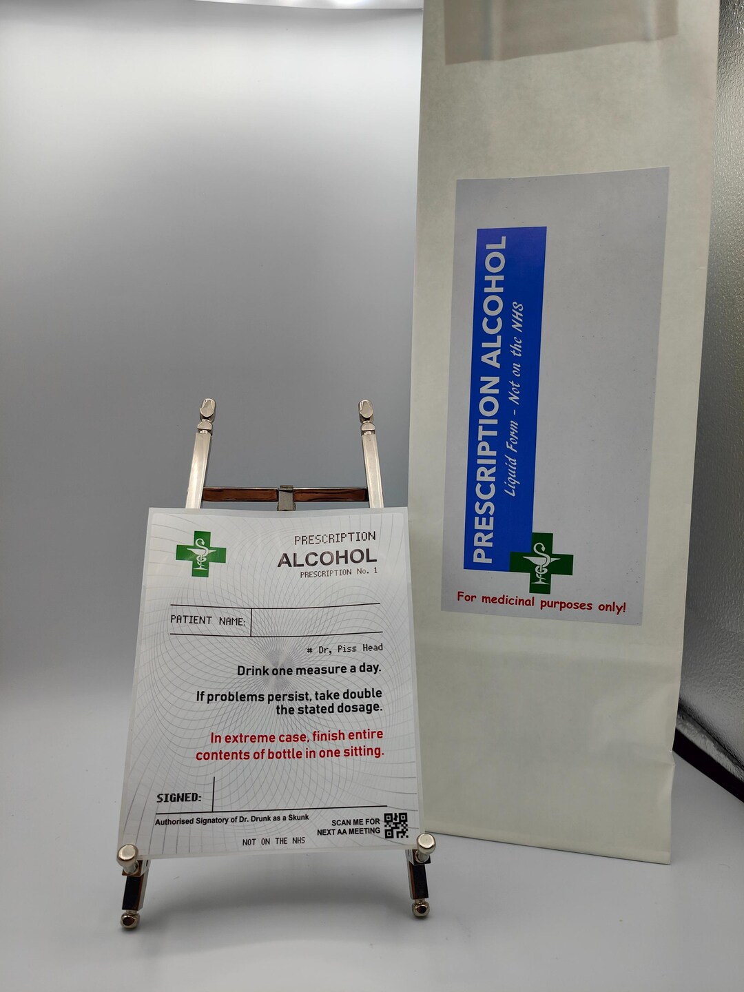 Prescription Alcohol Wine Sticker Label With Wine Bag, Stocking Filler ...