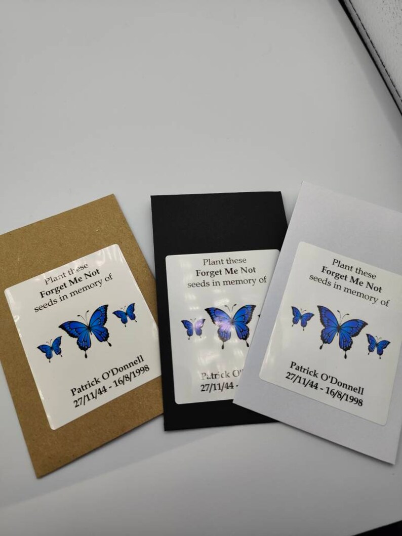 Butterflies Funeral Pocket Forget Me Not Custom Personalised Envelopes ...